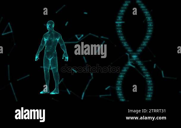 Human Avatar on Virtual 3D Holographic Projection with Futuristic Blue ...