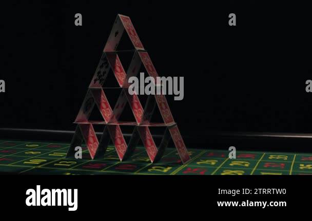 Panorama the movement of the pyramid of cards on the poker table Stock ...