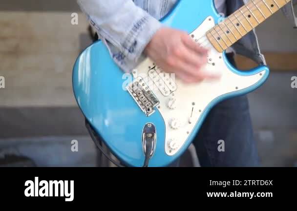 Guitars in live action at a concert. Concert rock band performing on ...