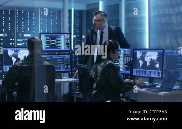 Government Surveillance Agency and Military Joint Operation. Male Agent ...