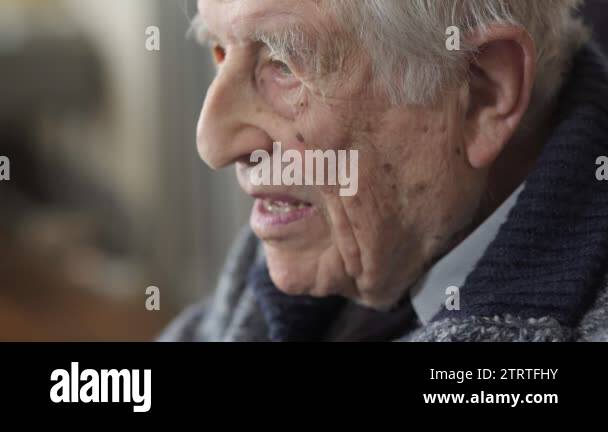 Very Old Man sad and depressed. Sad Grandfather portrait Stock Video ...