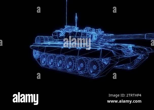 3D Tank Hologram Wireframe in Motion. Nice 3D Rendering Stock Video ...