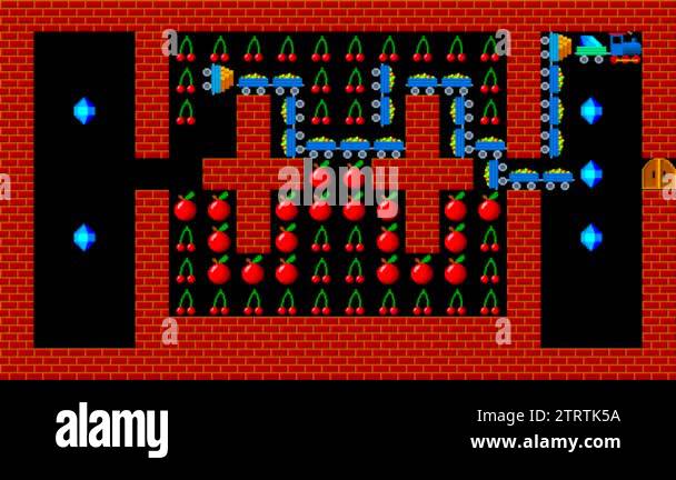 Train puzzle, retro style low resolution pixelated game graphics ...
