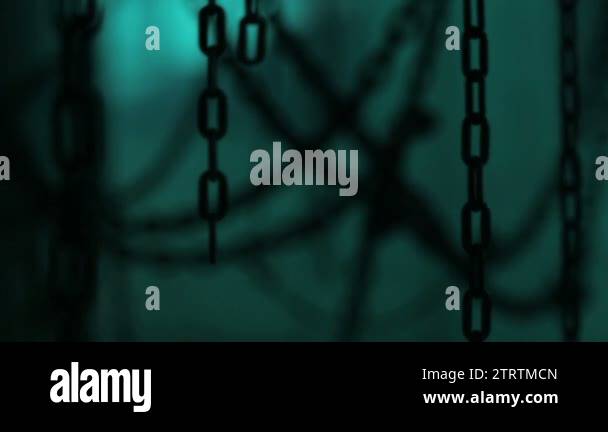 A lot of chins in the location. Room full of chains. Chains in dark ...