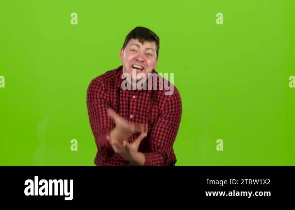 Aggressive man, he is angry at all and can not be stopped. Green screen ...