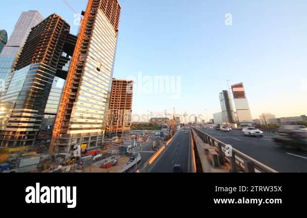Third Ring Road and buildings under construction in Moscow Stock Video ...