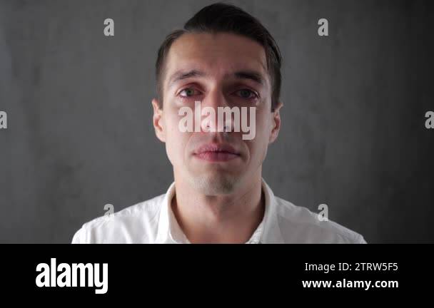 Portrait of sad man crying with tears in eyes. Businessman crying with ...