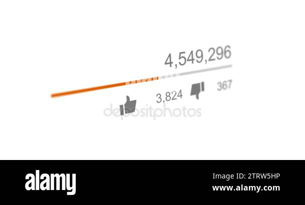 Animation of video views counter, counter of likes and dislikes close ...