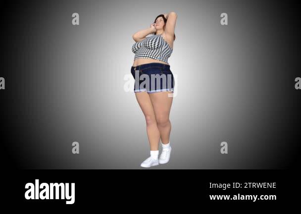 Conceptual overweight big, heavy or fat woman before and after diet ...