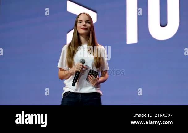 Famous Russian blogger and vlogger Sasha Spilberg Stock Video Footage ...