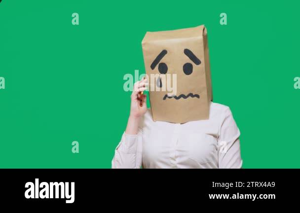 concept of emotion, gestures. a man with a package on his head, with a ...