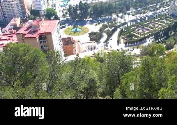 Panorama of port and central part of Malaga. Malaga is municipality in ...