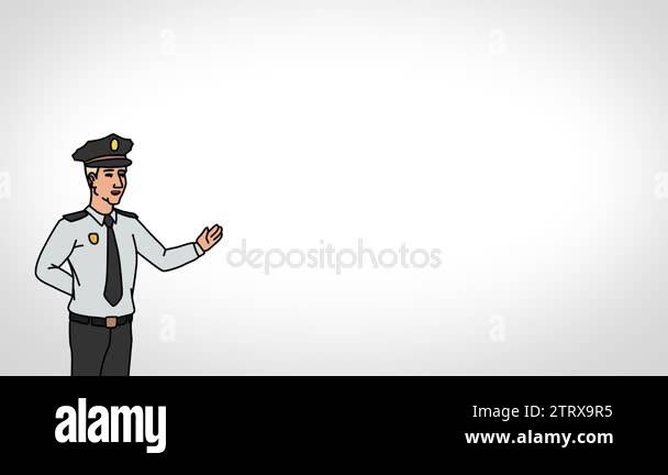 Animated Character Guard or Watchman stands in the foreground and says ...