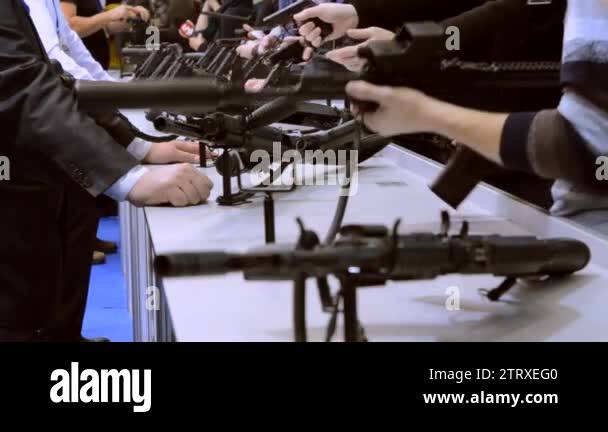 Firearms gun submachine sniper rifle close-up Stock Video Footage - Alamy
