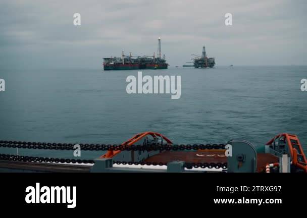 Anchor-handling AHTS vessel during dynamic position operations Stock ...