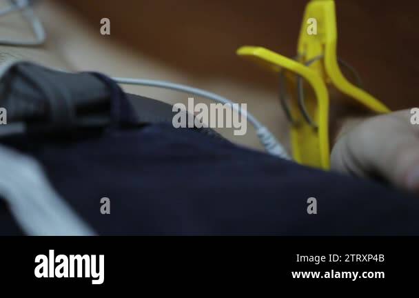 Man having an ECG elecrocardiogram with suction ECG electrodes Stock ...