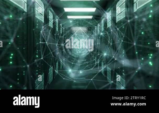 Growing Network Connections Cyberspace Digital Tunnel with Bright ...