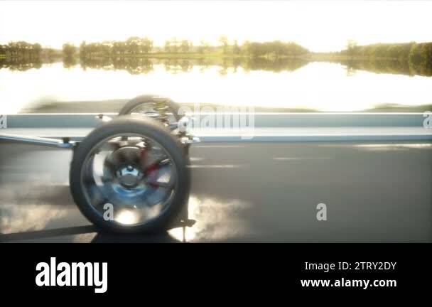 Car chassis with engine on highway. Very fast driving. Auto concept ...