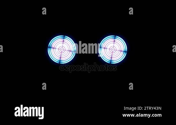 Digital Robotic Eyes Flashing Lights and Spin Stock Video Footage - Alamy