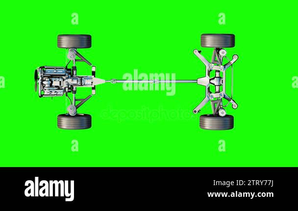 Car chassis with engine isolate. Very fast driving. Auto concept. Green ...