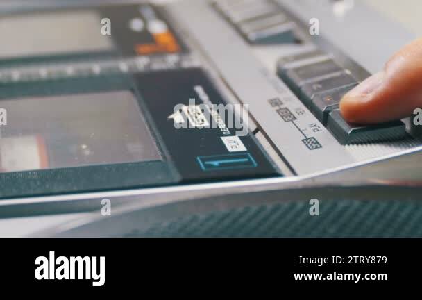 Pushing Play and Stop Button on the Vintage Tape Recorder Stock Video ...