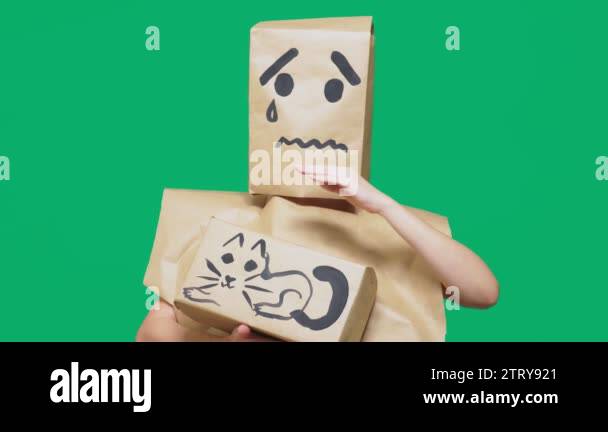 concept of emotion, gestures. a smile with a painted smiley crying, sad ...