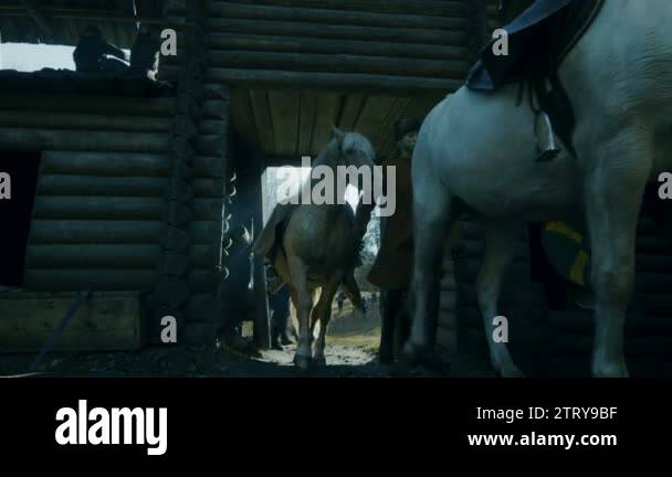 Medieval Villagers Go Through Gates of Wooden Fortress Trying To Hide ...