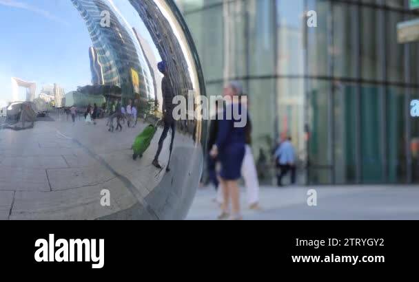 Paris, France - October 16, 2018: Reflection Of People In A Giant ...