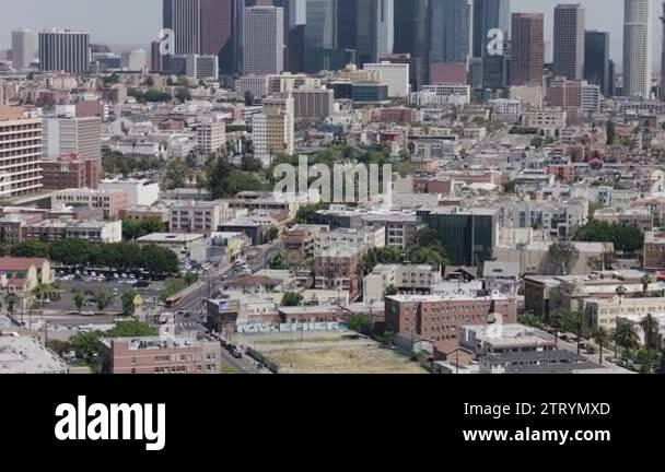 Los Angeles Aerial Skyline Cityscape Sightseeing View. Office Towers ...