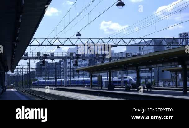 LYON, FRANCE - CIRCA 2016: French TGV fast train arriving in the rail ...