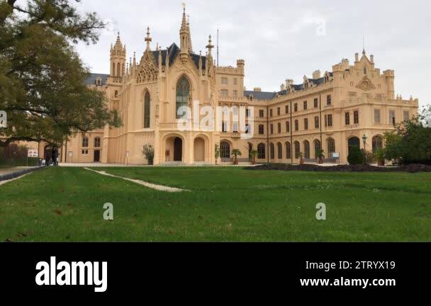 Lednice Castle, South Moravia, Czech Republic in autumn cloudy day ...