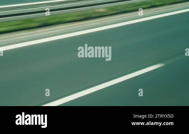 Quickly go on the highway, in the frame flashes the road markings Stock ...