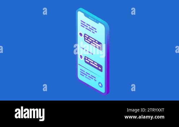 Chat messages text is written on screen of smartphone animation video ...