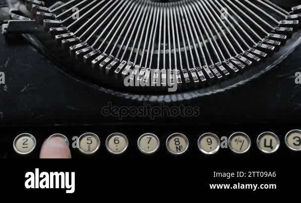 Old Typewriter Typing. Vintage. typewriter being used by male hands ...