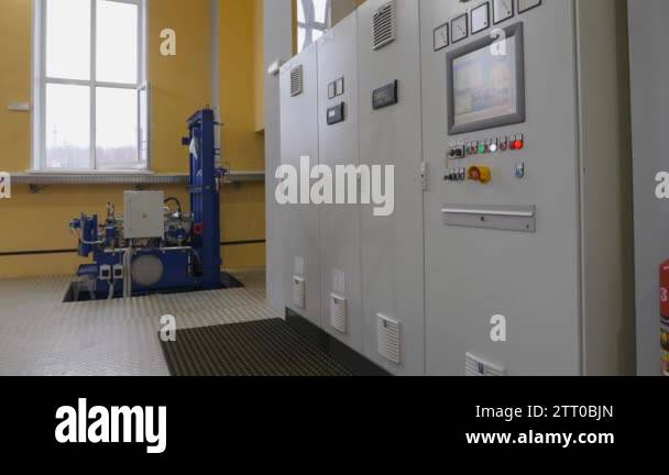 Hydroelectric power station. hydro power plant. Remote control with ...