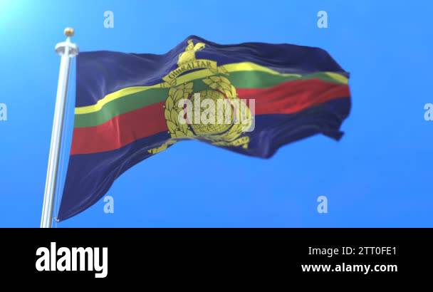 Flag of the Corps of Royal Marines of the United Kingdom waving. Loop ...
