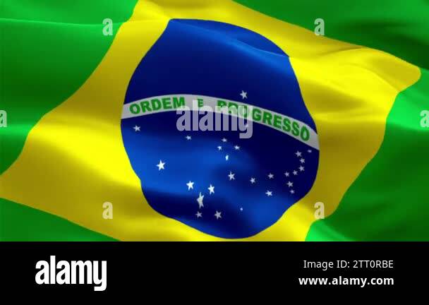 Brazilian flag Closeup 1080p Full HD 1920X1080 footage video waving in ...