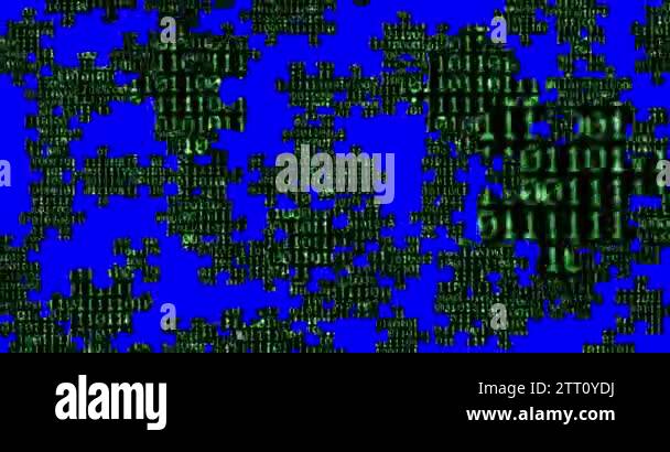zero and one green binary digital code, with puzzle pieces background ...