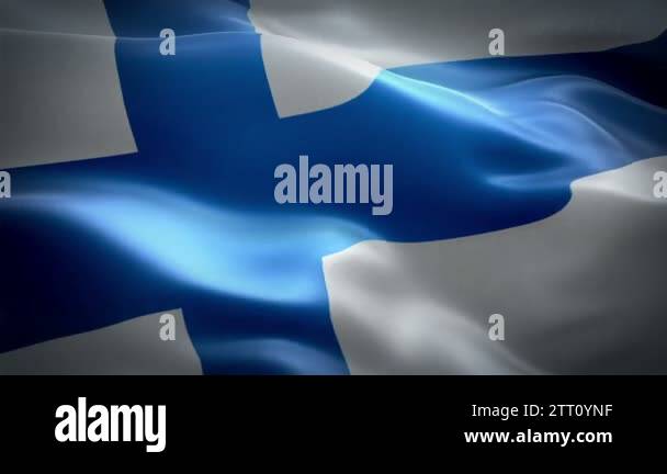 Finland flag video waving in wind. Realistic Finnish Flag background ...