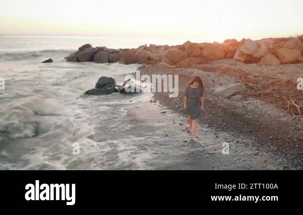 Woman walk beach sunset Stock Videos & Footage - HD and 4K Video Clips ...