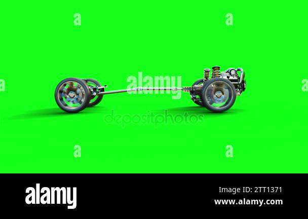 Car chassis with engine isolate. Very fast driving. Auto concept. Green ...