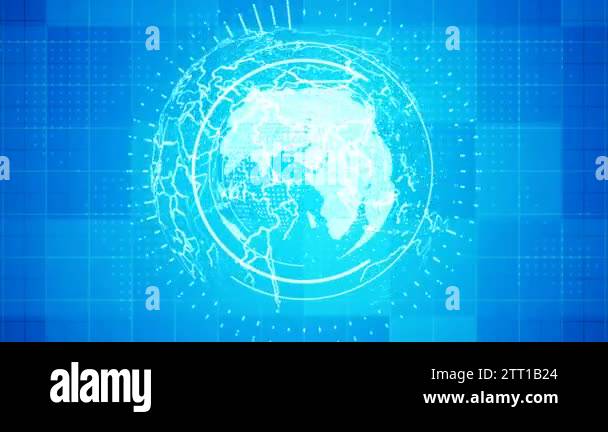 The 3D Globe News Background Blue. Rendered loop animated with visual ...