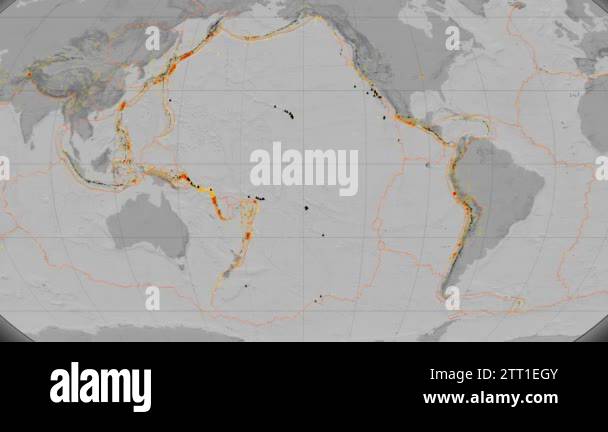 Pacific tectonics featured. Elevation grayscale. Kavrayskiy VII ...