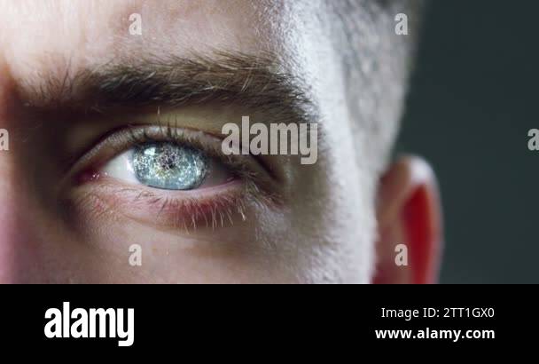 Human Eye Scan Technology Interface Animation Blue human eye in extreme ...