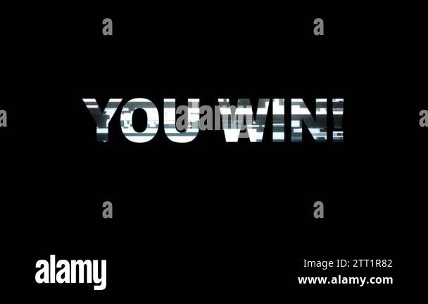 neon glitch YOU WIN text animation background logo seamless loop New ...