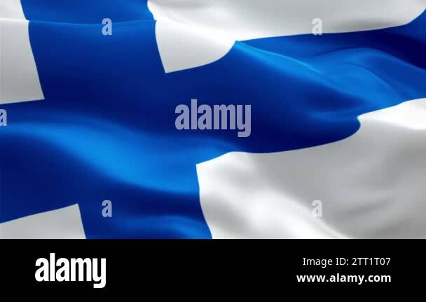 Finnish flag Closeup 1080p Full HD 1920X1080 footage video waving in ...