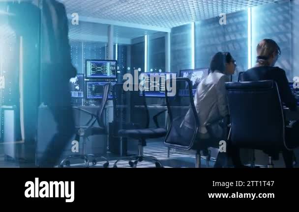 Time-Lapse Footage of Government System Control Center Full of Professional. They Work at Their ...