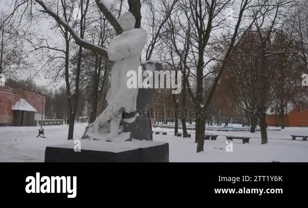 Monument in Honor to Alexander Pushkin Statue Christmas in Winter Park ...