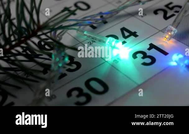 On the table is the New Years December calendar and the New Year lights ...