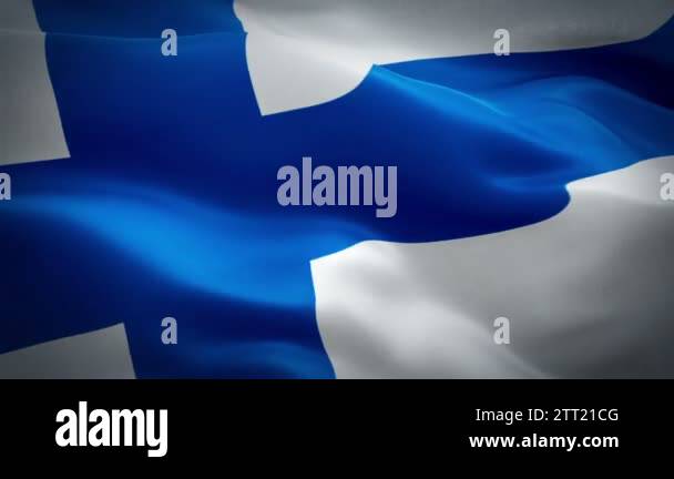 Finnish flag waving in wind video footage Full HD. Realistic Finnish ...